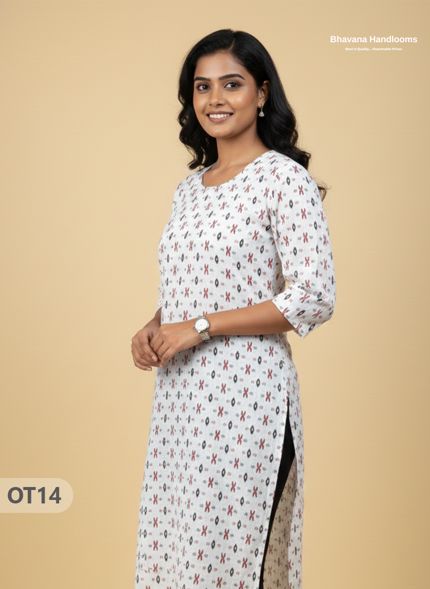 Cotton Tops with Full Length Lining Half White Colour | Dailywear Esse ...