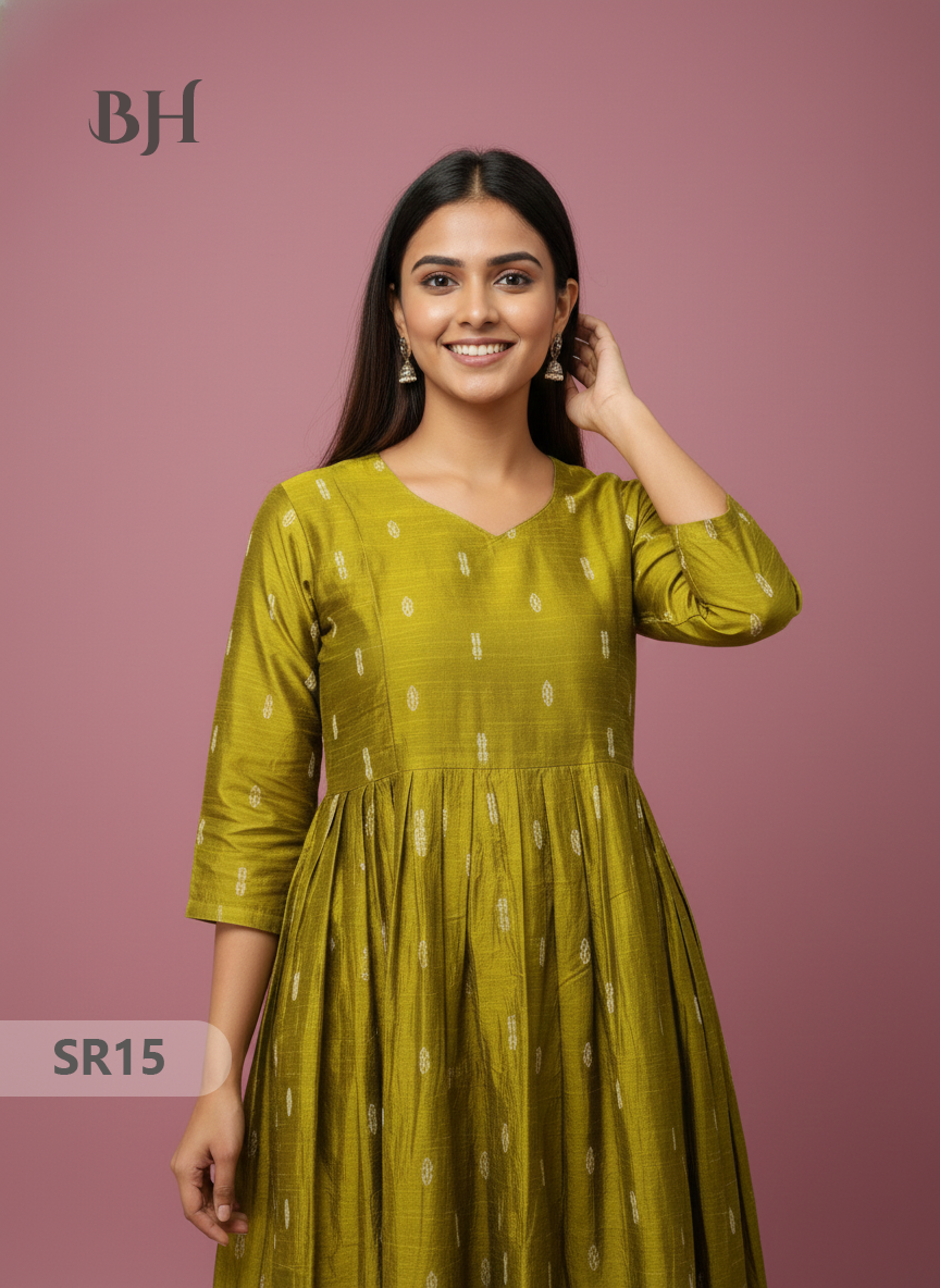 Raw Silk Frock with Full Length Lining | Light Green Colour – Bhavana ...