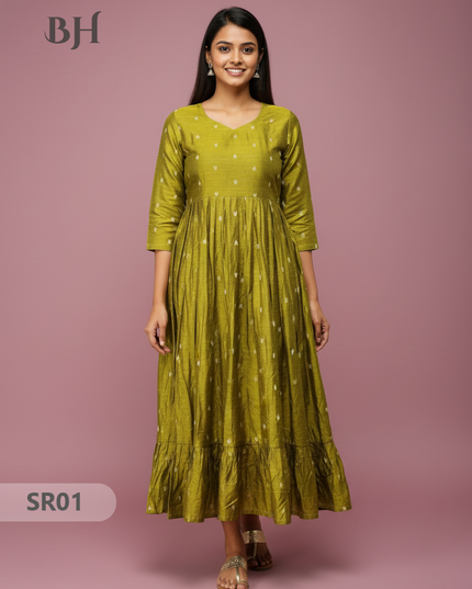 Raw Silk Frock with Full Length Lining | Light Green Colour – Bhavana ...