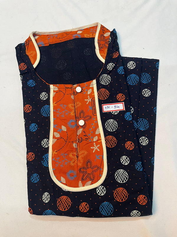 Free Style Collar Nighty with Buttons – Dark Blue Colour – Bhavana ...
