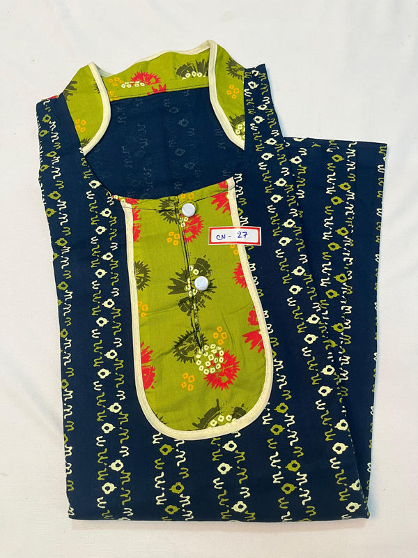 Free Style Collar Nighty with Buttons – Sky Blue Colour – Bhavana Handlooms