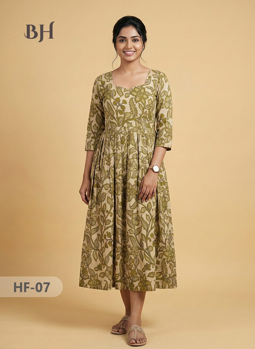 Kalamkari Design Frock – Desert Sand Colour | Handloom Ethnic Wear wit ...